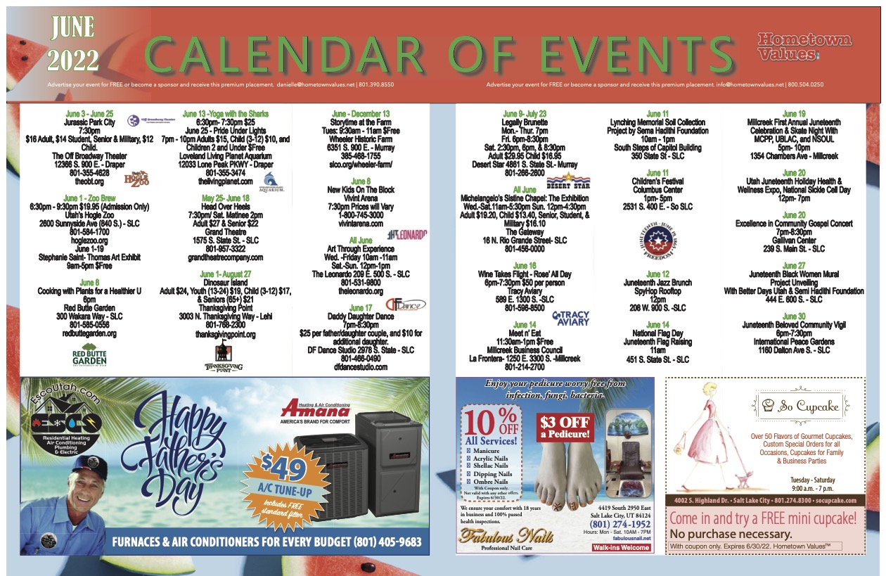 Calendar of Events - June 2022 - Adwise Marketing, Salt Lake City Utah